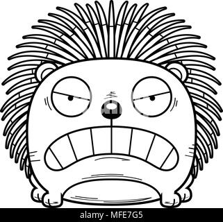 A cartoon illustration of a porcupine with an angry expression Stock ...