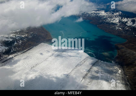 SOUTH GEORGIA ISLAND, Antarctica, Aerial of Henningsen Glacier West ...