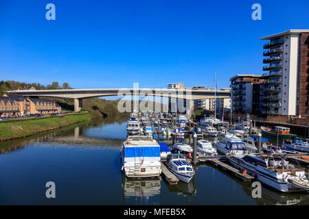 The A4055 road bridge Crosses the Ely River between Penarth and Cardiff ...