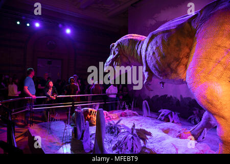 Animatronic Tyrannosaurus at the dinosaurs exhibition room at the ...
