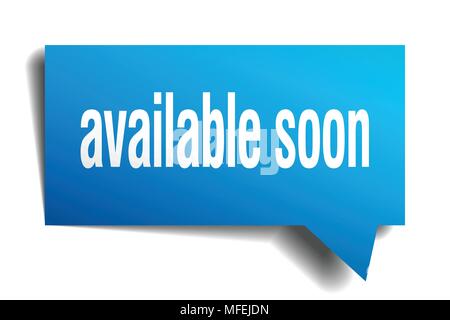 available soon blue square 3d realistic isolated web button Stock ...