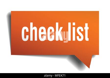 check list button. check list square orange push button Stock Vector Image & Art - Alamy