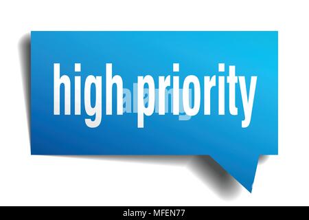 high priority blue 3d square isolated speech bubble Stock Vector Image ...