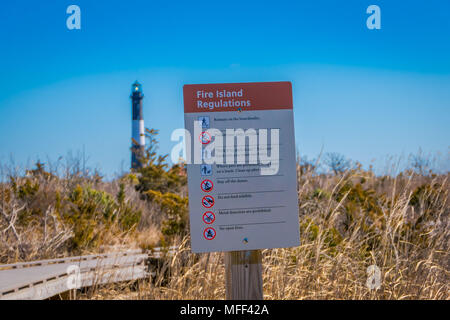 Sign with regulations, Ocean Beach, Fire Island, Long Island, NY Stock ...
