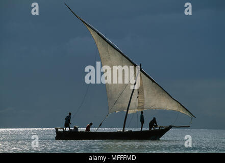 Dhow sailing boat Lateen rigged coastal sailing vessel of Arab origin ...