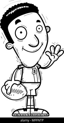 A cartoon illustration of a black man football player running and ...