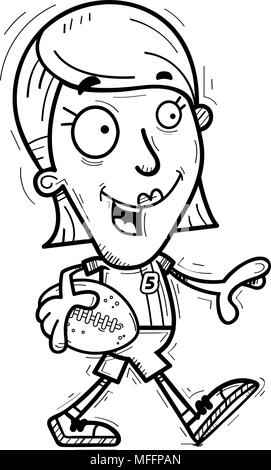 A cartoon illustration of a woman football player waving Stock Vector ...