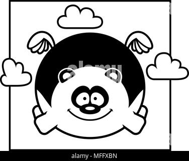 A cartoon illustration of a panda flying in the sky Stock Vector Image ...