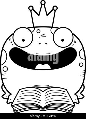 A cartoon illustration of a frog prince reading a book Stock Vector ...