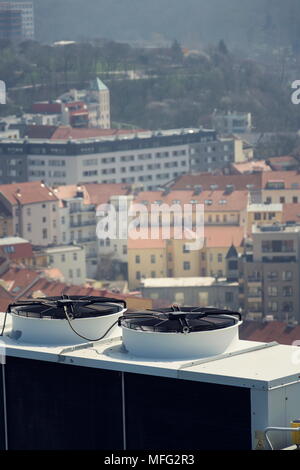 Air conditioning system on the roof of the building, advanced air ...