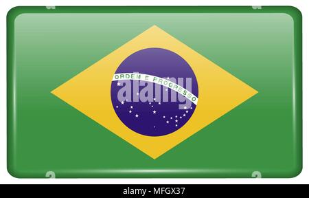 Flags of Brazil in the form of a magnet on refrigerator with ...