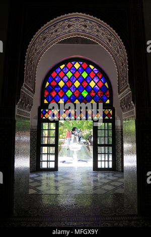 Stained glass window inside Bahia Palace, Marrakesh. Morocco Stock ...