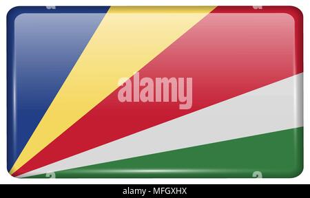 Flags of SEYCHELLES in the form of a magnet on refrigerator with ...
