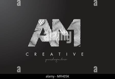 AM Letter Logo With Black Lines Design. Line Letter Symbol Vector ...