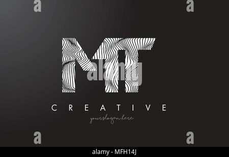 MT M T Letter Logo with Lines Design And Purple Swoosh Vector Letters Illustration Stock Vector ...