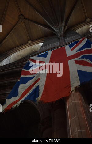 English Medieval church, Union Jack Flag, Wighton, Norfolk England UK ...