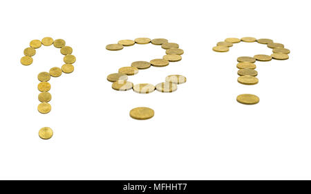 Question mark with euro coins isolated on white background. Crisis ...