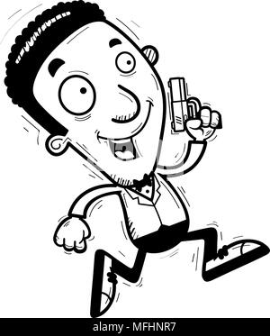 A cartoon illustration of a black spy running Stock Vector Image & Art ...
