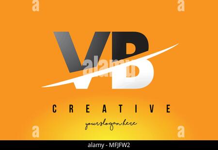 VB V B Letter Logo Design with Swoosh and Black Brush Stroke. Modern ...