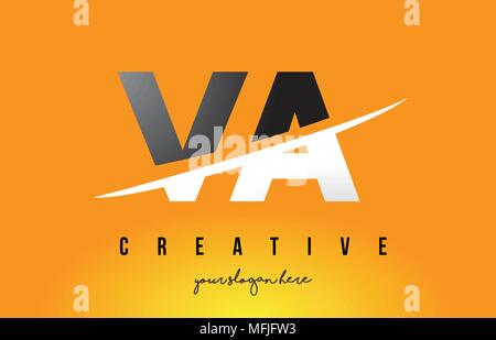 VA V A Letter Logo Design with Swoosh and Black Brush Stroke. Modern ...
