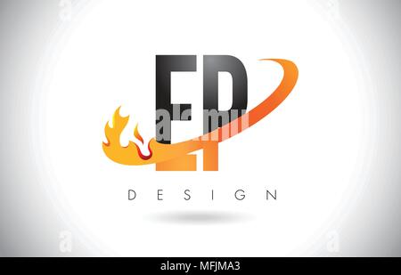 EP E P Swoosh Letter Logo Design with Modern Yellow Swoosh Curved Lines ...
