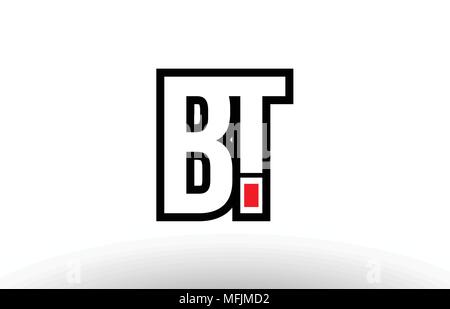 BT black and white combination alphabet bold letter logo with dots ...