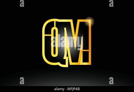 gold golden QM combination alphabet bold letter logo with dots. Joined ...