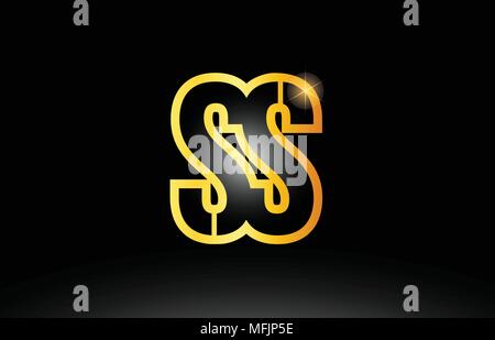 gold golden SS combination alphabet bold letter logo with dots. Joined ...