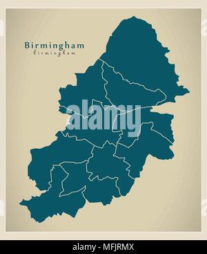 Modern City Map - Birmingham with boroughs illustration Stock Vector ...