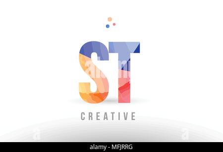 letter combination st s t orange blue alphabet for company logo ...