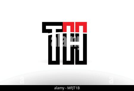 Red and Black TH T H Letter Logo Design in Black Colors. Creative ...