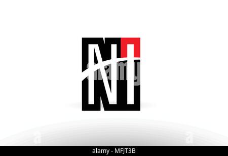 Red NI Letter Logo Design with Creative Intersected and Cutted Serif ...