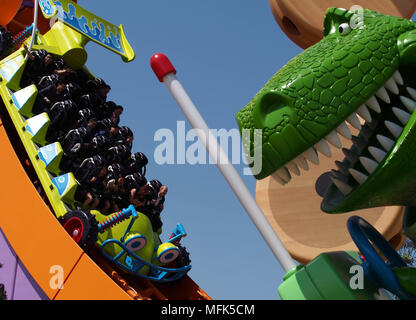 Shanghai, China. 26th Apr, 2018. Guests pose for photos at the Pixar ...