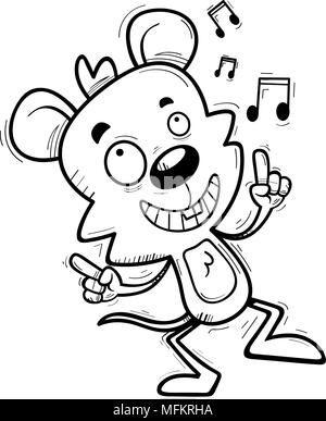 Cartoon mouse dancing. Vector illustration outlined. Design for ...