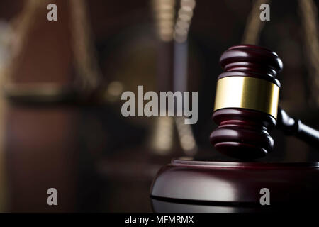 Law theme. Judge antique gavel. Bookshelf background Stock Photo - Alamy