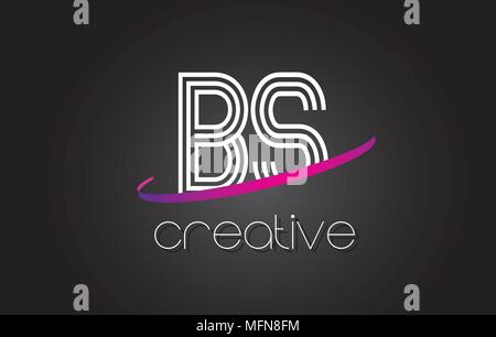 BS B S Purple Letter Logo Design with Creative Liquid Effect Flowing ...