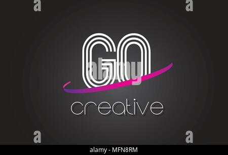 GO Magenta Lines Letter Logo. Creative Line Letters Design Vector ...
