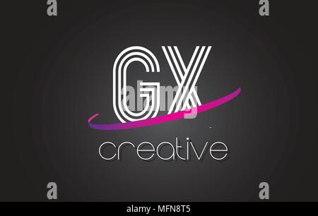 GX G X Purple Letter Logo with Swoosh Design. Creative Magenta Modern ...