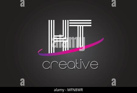 HT H T Letter Logo Design with Swoosh and Black Brush Stroke. Modern ...