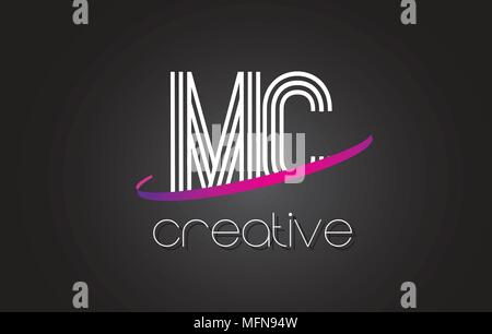 MC M C Purple Letter Logo Design with Creative Liquid Effect Flowing ...