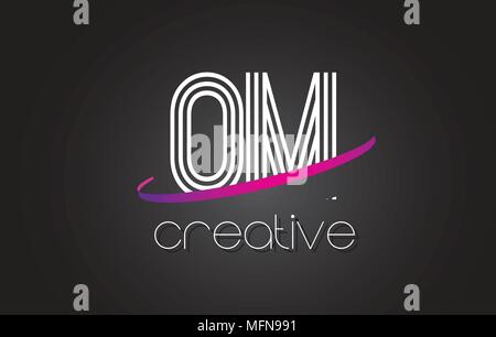 OM O M Lines Letter Design with Creative Elegant Zebra Vector ...