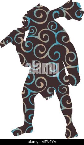 Ogre silhouette monster villain fantasy. Vector illustration Stock ...