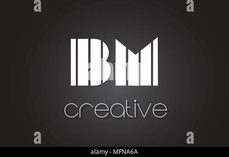 BM Letter Logo With Black Lines Design. Line Letter Symbol Vector ...