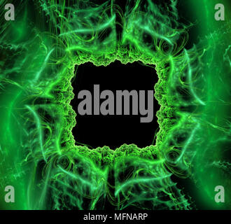 Abstract illustration of green geometrical square shapes against black ...