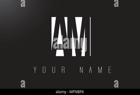 Letters AM Logo with black and white negative space design. Letters A ...
