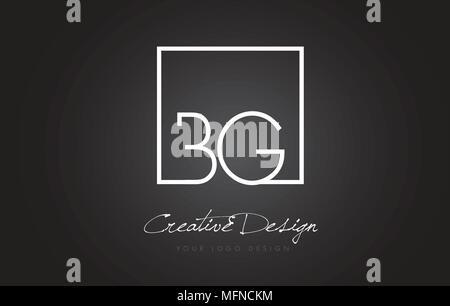 BG Square Framed Letter Logo Design Vector with Black and White Colors ...