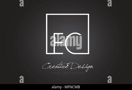 EC Square Framed Letter Logo Design Vector with Black and White Colors ...