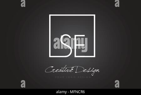 SE Square Framed Letter Logo Design Vector with Black and White Colors ...