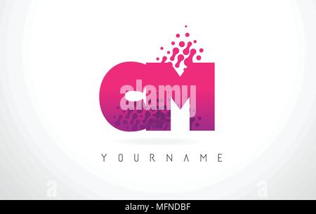 CM C M Dots Letter Logo Design White Magenta Bubble Circles and Swoosh ...