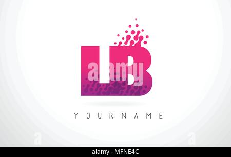 Purple Pink LB L B Letter Logo Design with Ink Watercolor Splash Spill ...